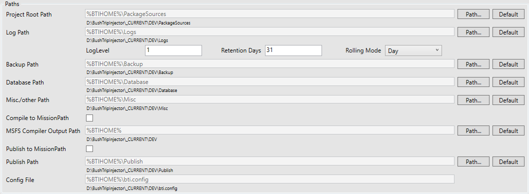 Options – BushTripInjector